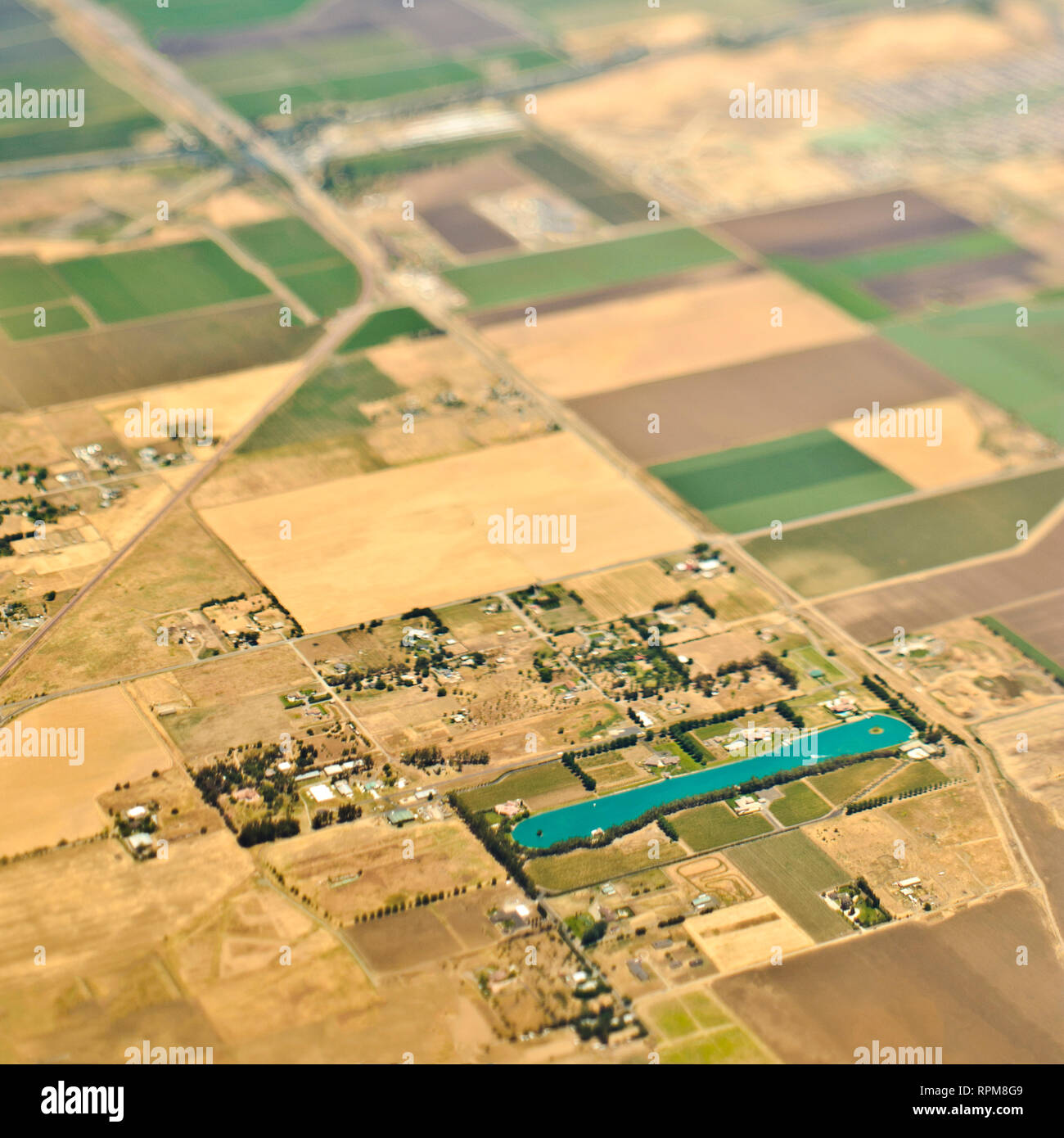 Aerial View of a Lake in an Agricultural Community Stock Photo - Alamy