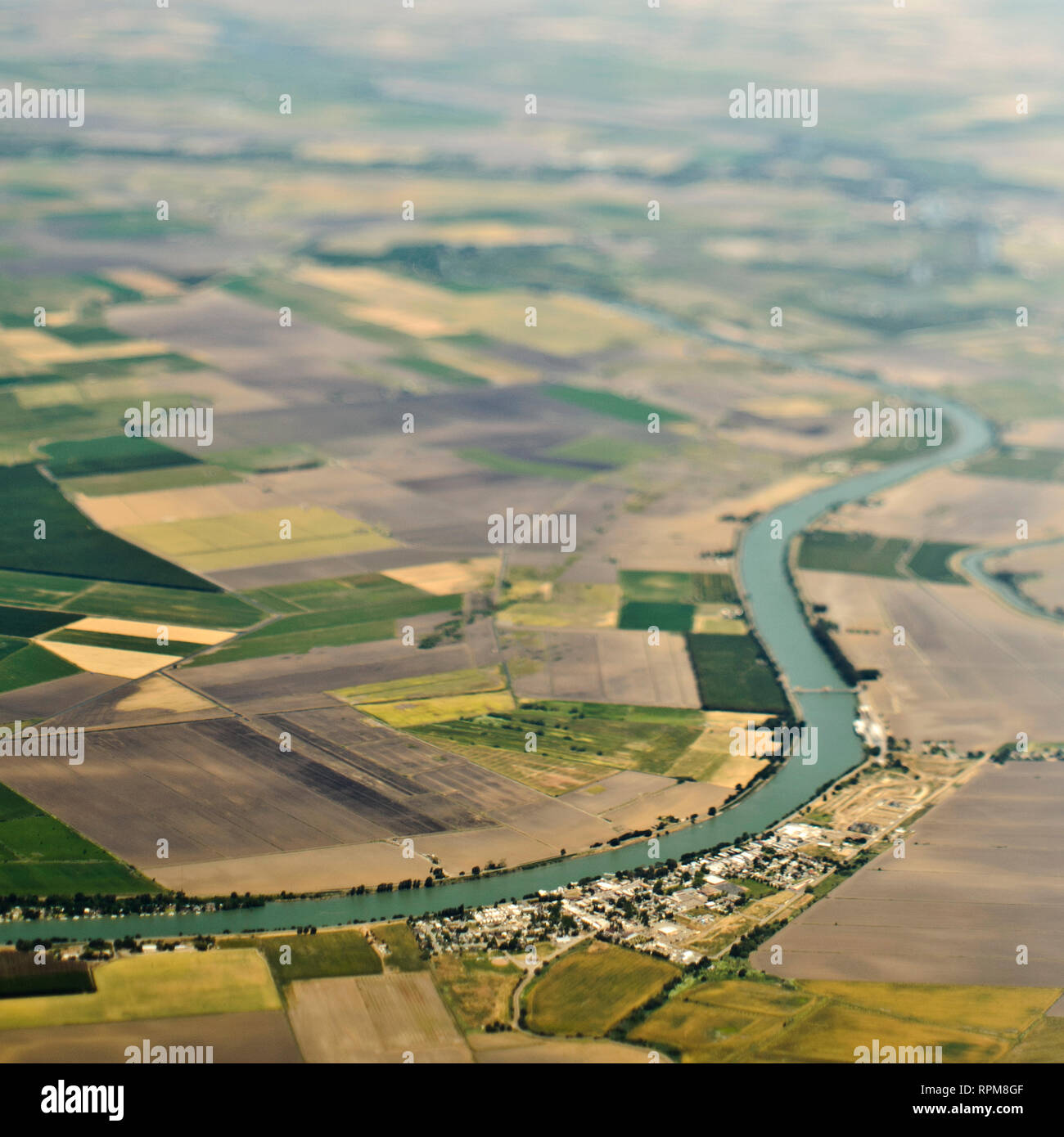 Aerial View of a River Passing Through Farmland Stock Photo - Alamy