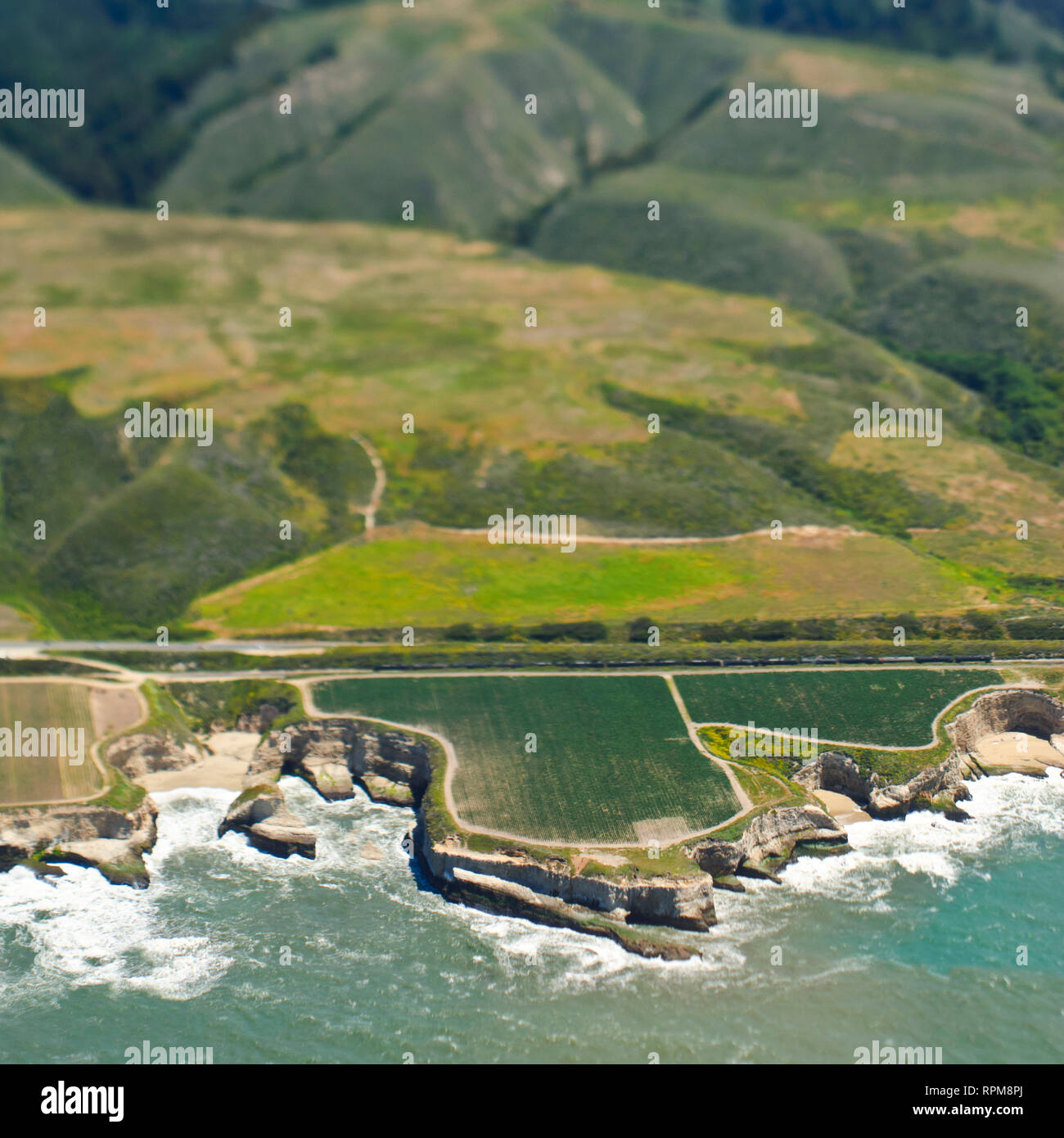Aerial View of a Coastal Road and Outcrop Stock Photo - Alamy
