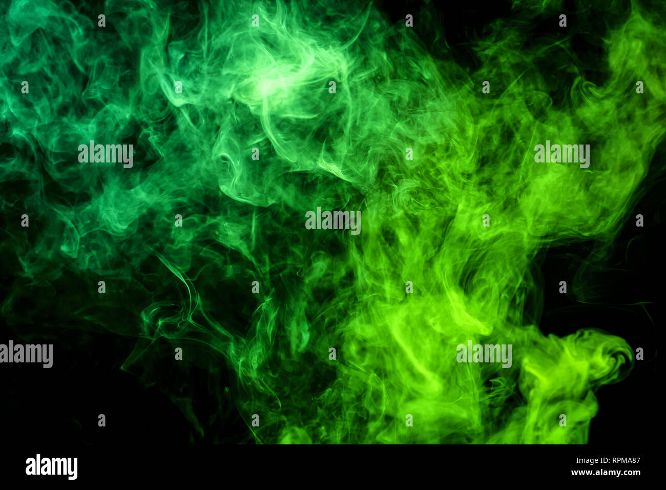 Green bomb smoke on black isolated background Stock Photo - Alamy
