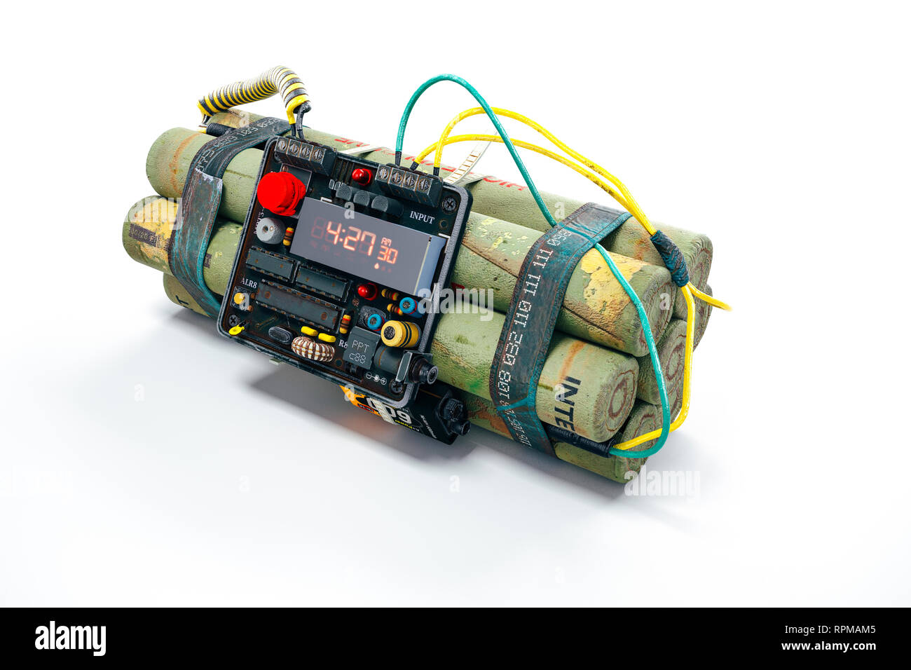 3d bomb with digital clock on white background Stock Photo - Alamy