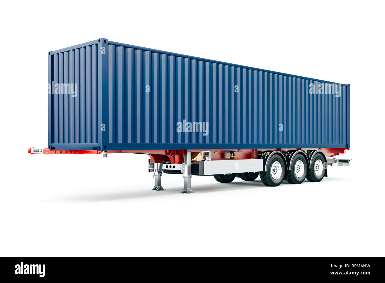 3d cargo shipping container trailer on white background Stock Photo - Alamy