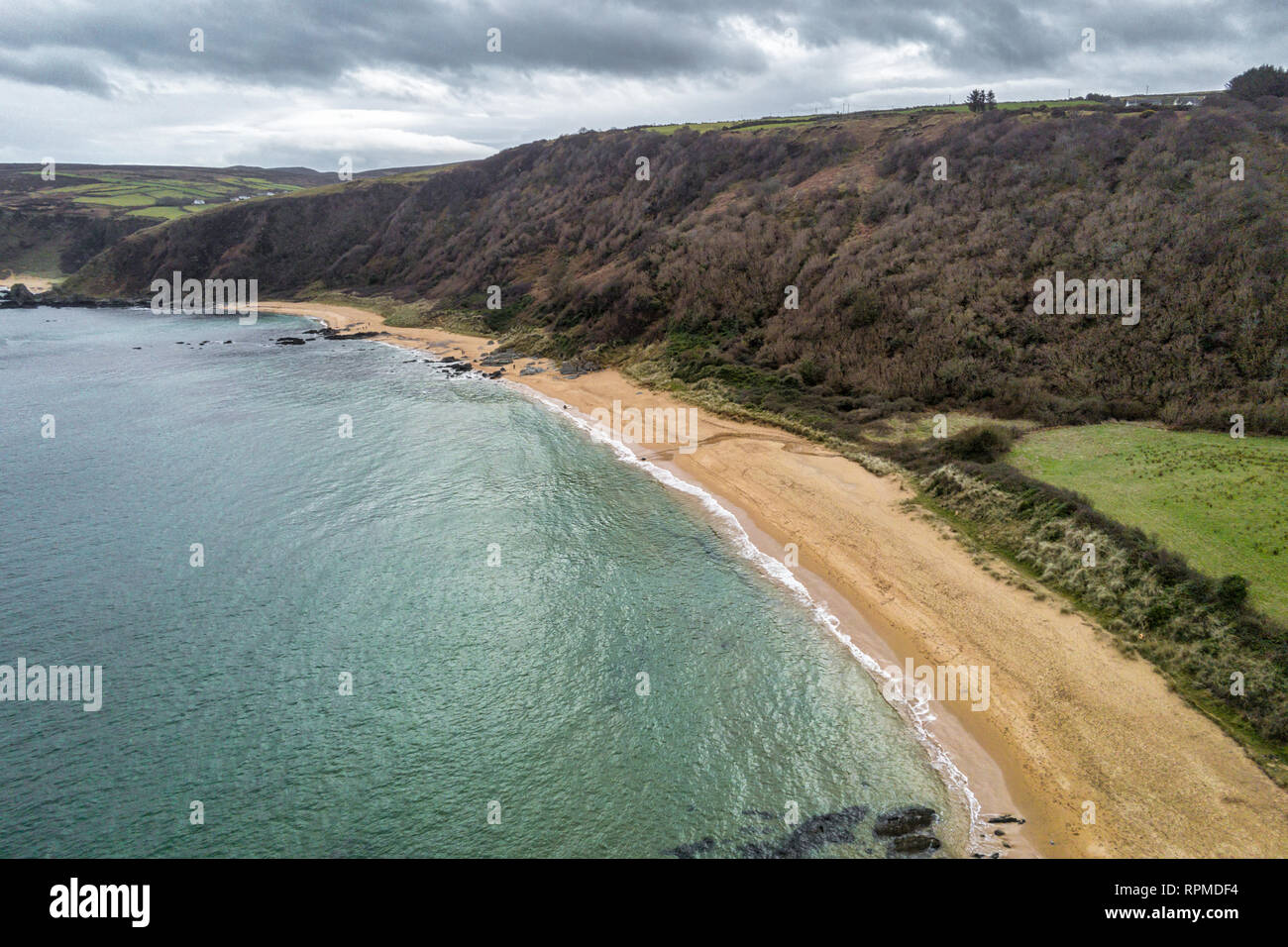 This is an aerial photograph of Kinnageo Beach on the Inishowen ...