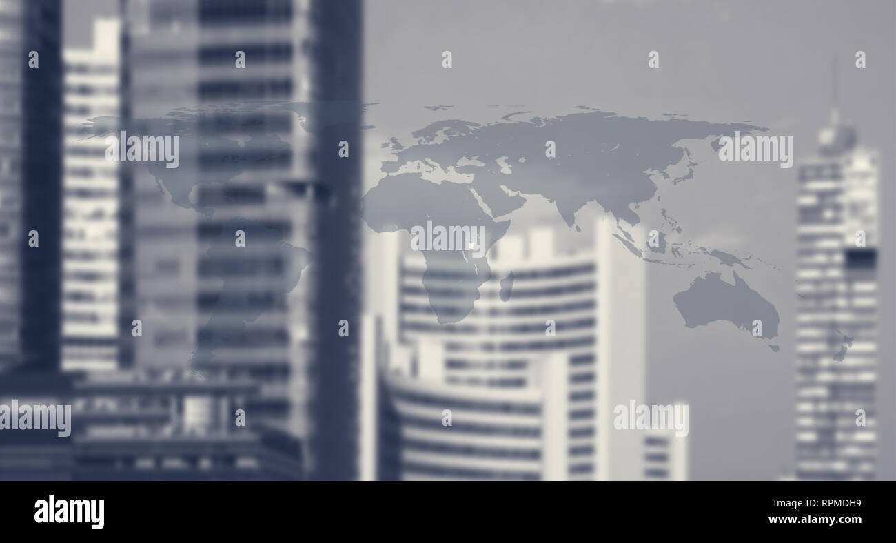 High Tech Global Business Model. Smart City And World Map With Services ...