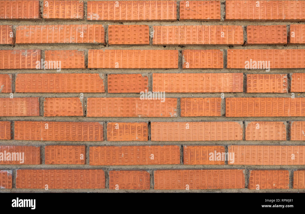 Red brown block brick wall Beautifully arranged texture background ...