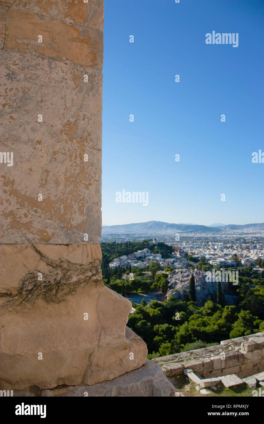 Greece, Attica, Athens, view over city from the Acropolis Stock Photo ...