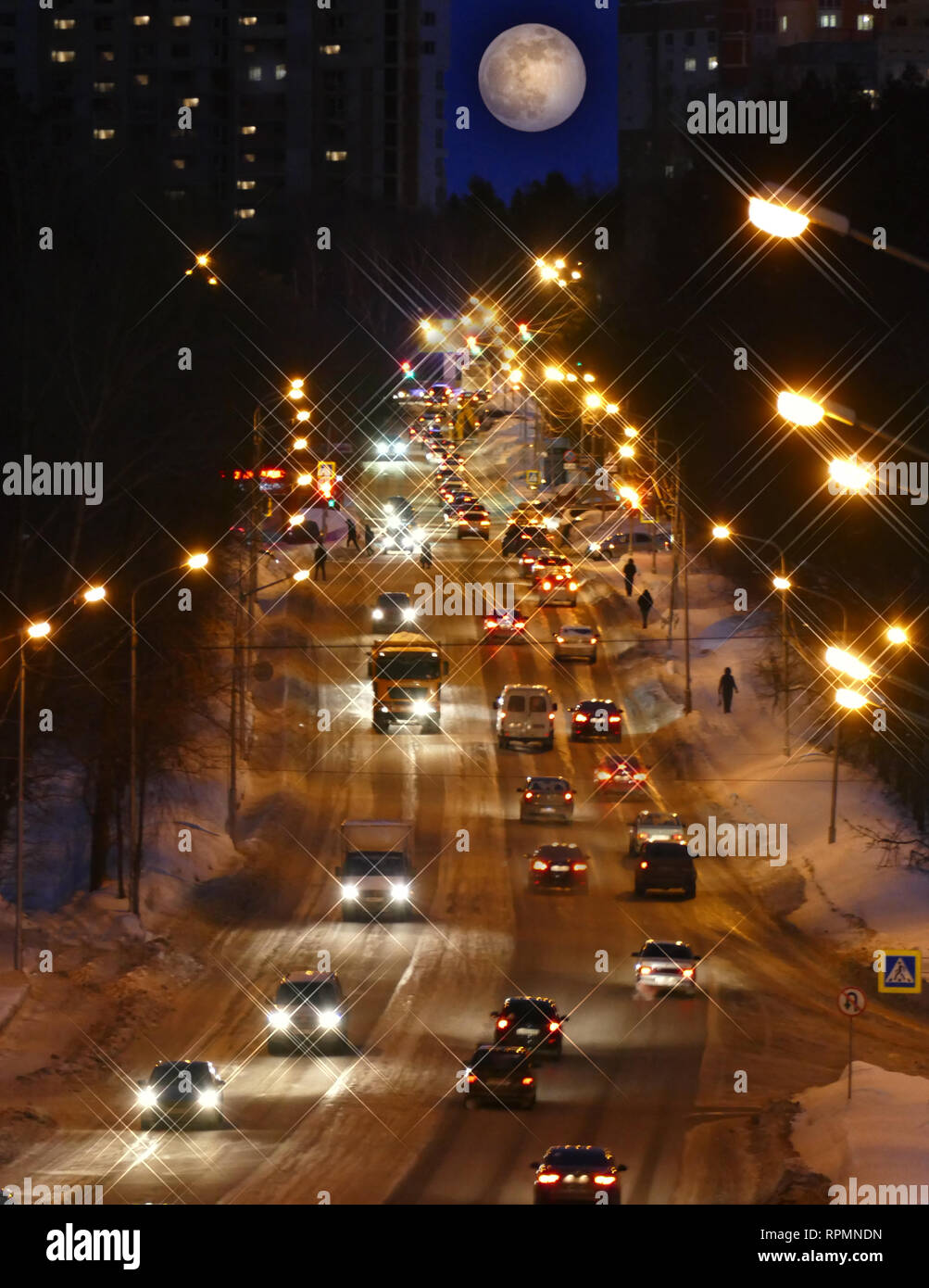 Moon and street lights hi-res stock photography and images - Alamy