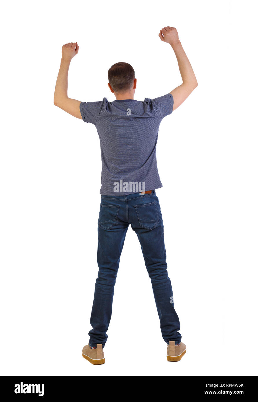 Back view of a happy man Rear view people collection. backside view of ...