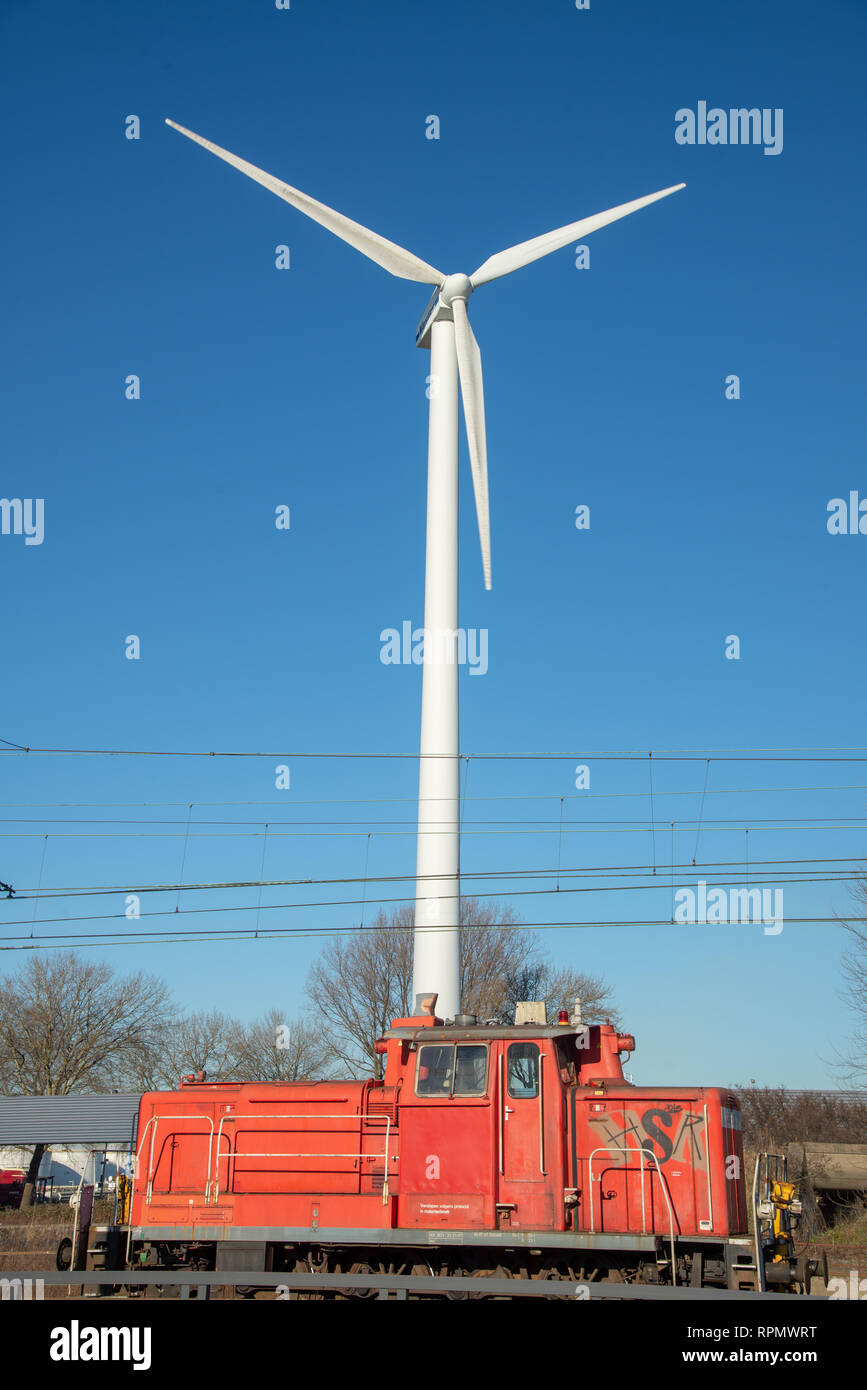 windmill and locomotive Stock Photo - Alamy