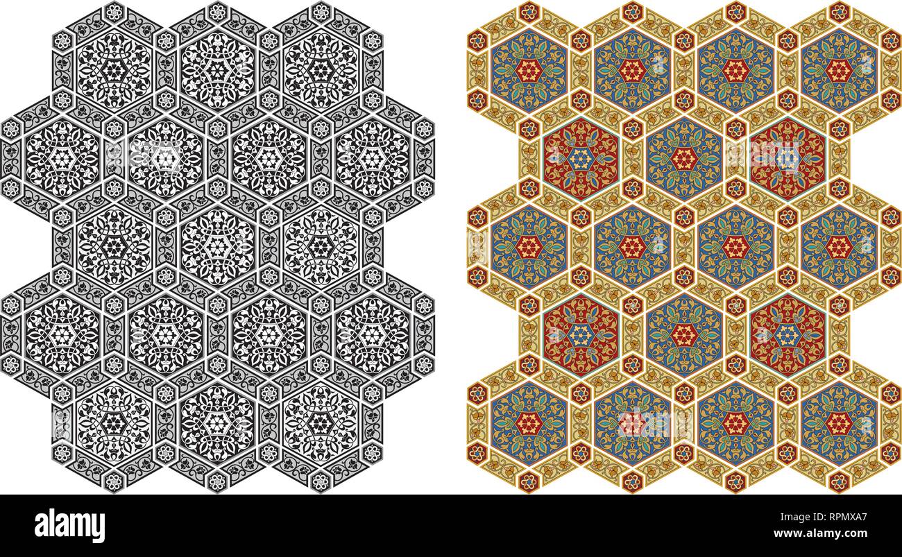 Arabic arabesque decorative texture Islamic ornamental colorful design ...