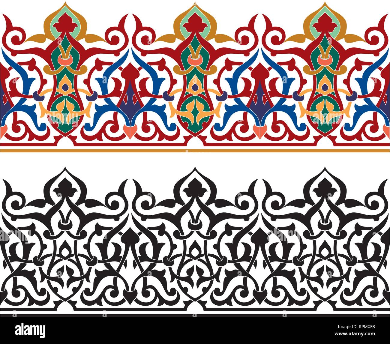 Arabic arabesque decorative texture Islamic ornamental colorful design ...
