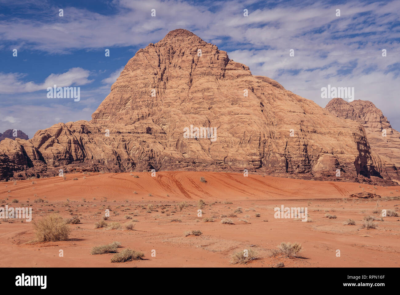Mountain in Wadi Rum valley also called Valley of the Moon in Jordan ...