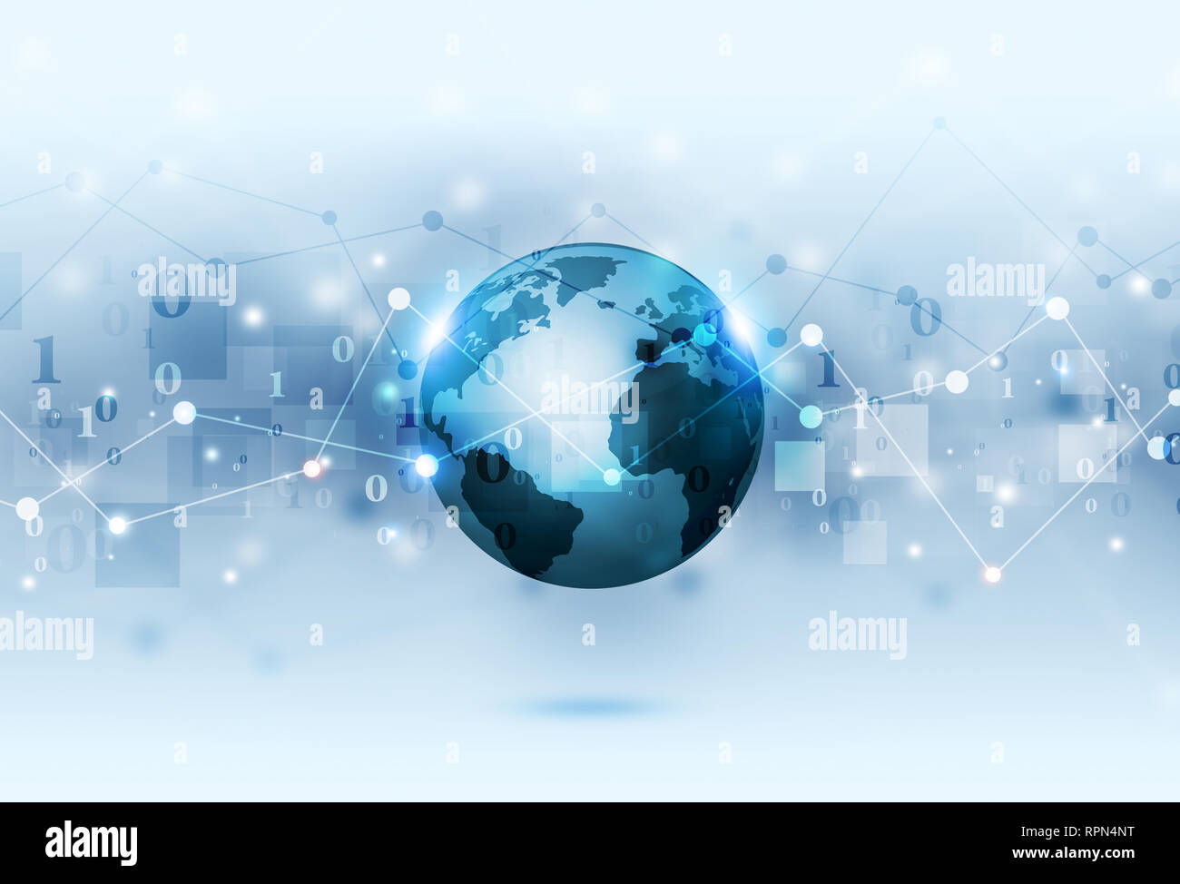 binary code internet technology communication blue background Stock ...