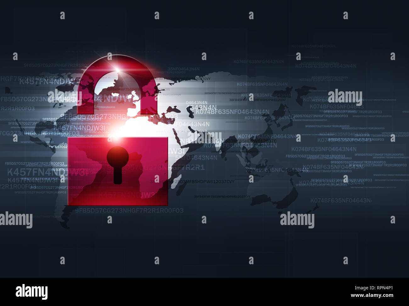 digital security coding red lock concept internet background Stock ...