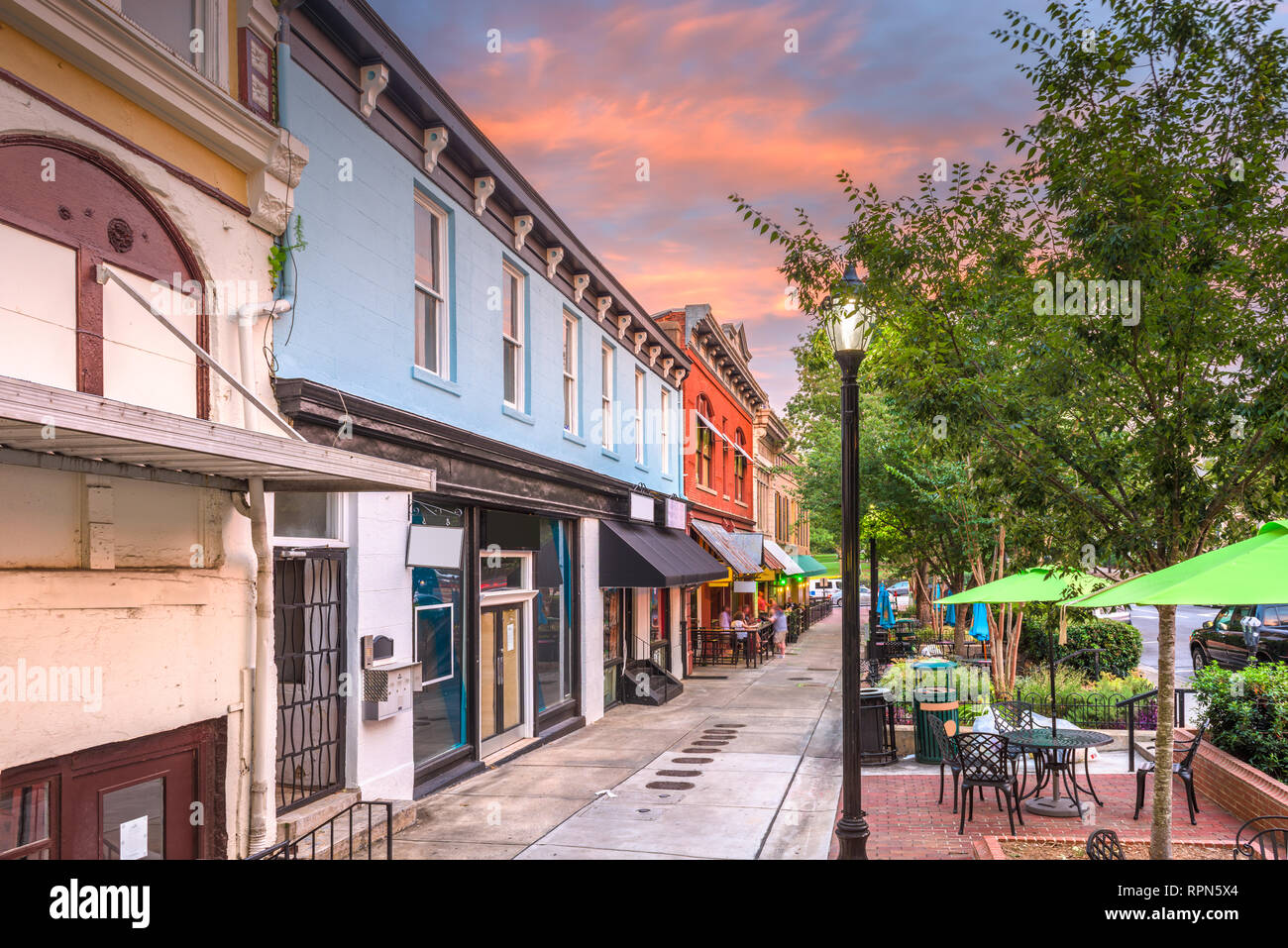 Athens, Georgia, USA historic downtown at dusk Stock Photo - Alamy