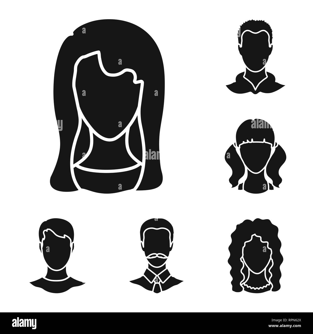 Vector design of character and profile sign. Collection of character ...
