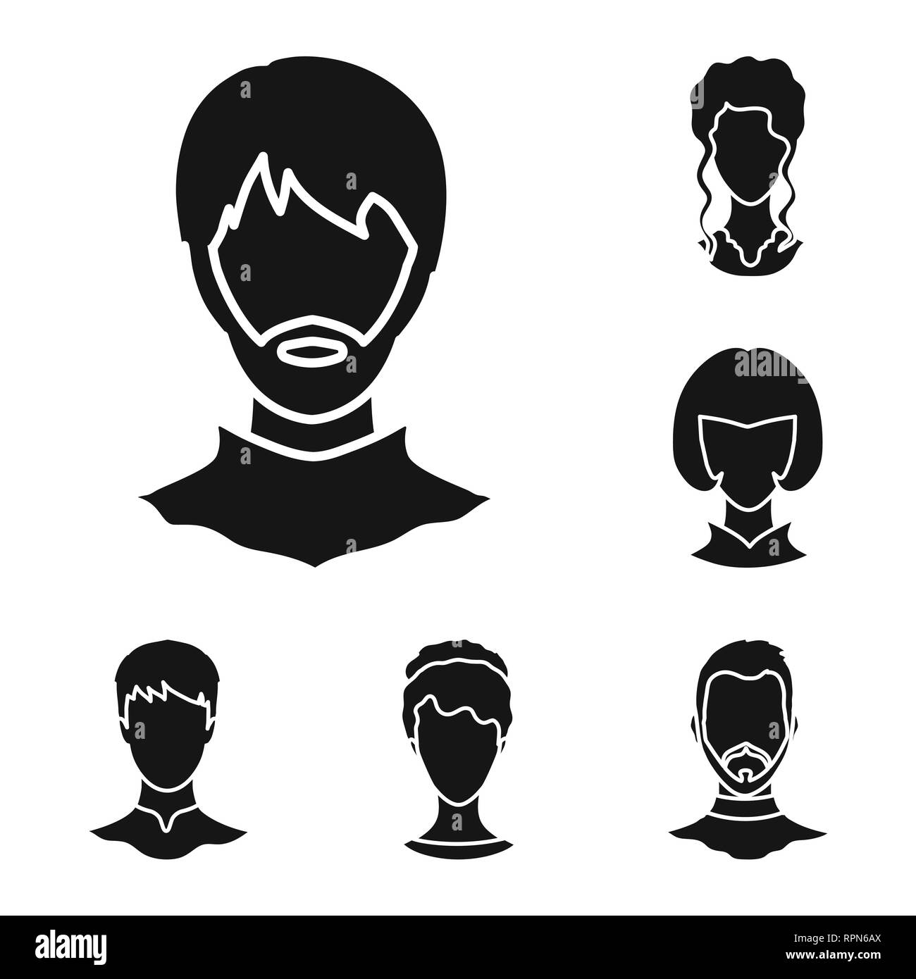 Vector design of character and profile symbol. Set of character and ...