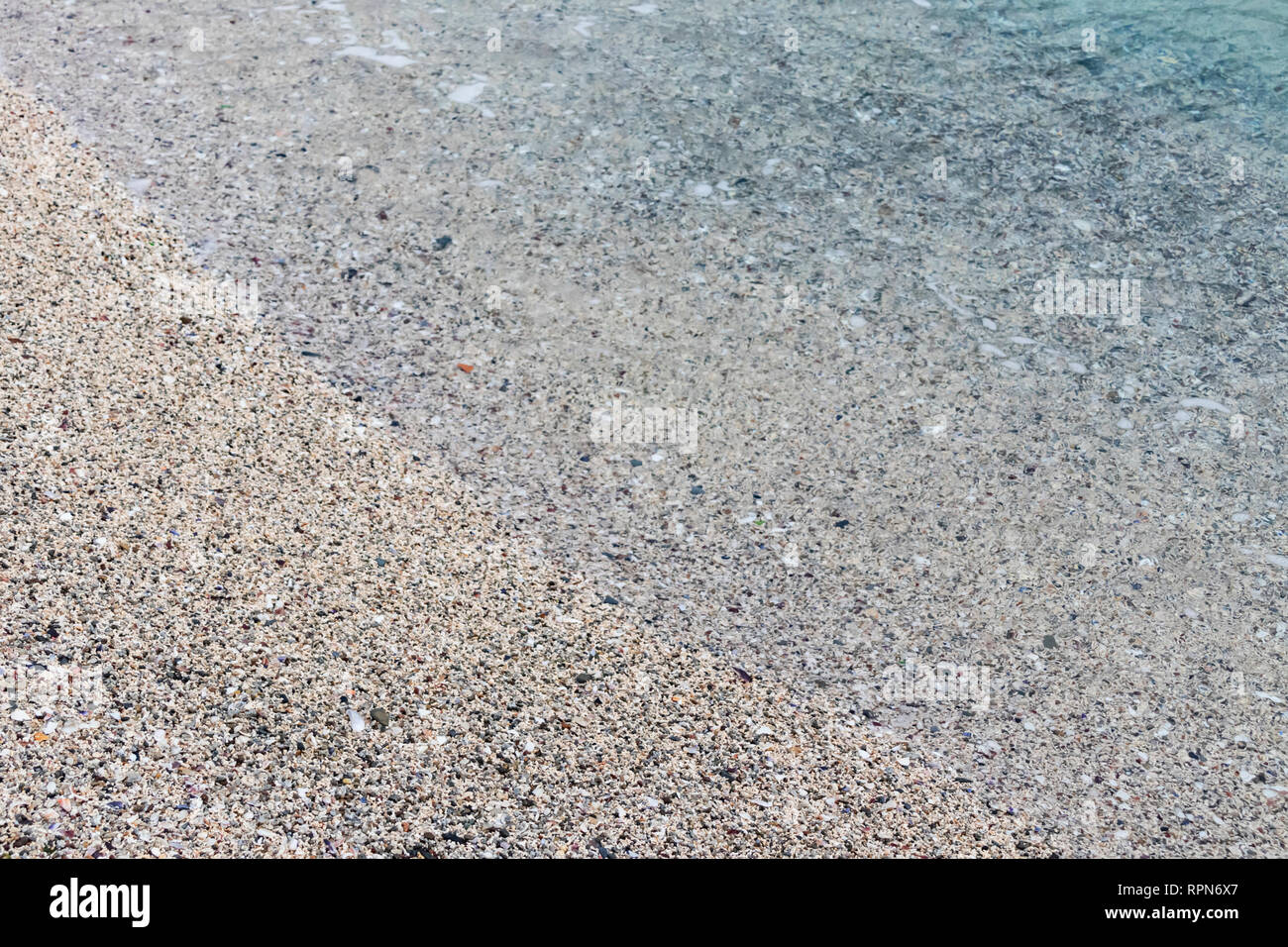 seaside and sands with coastal waves Stock Photo - Alamy