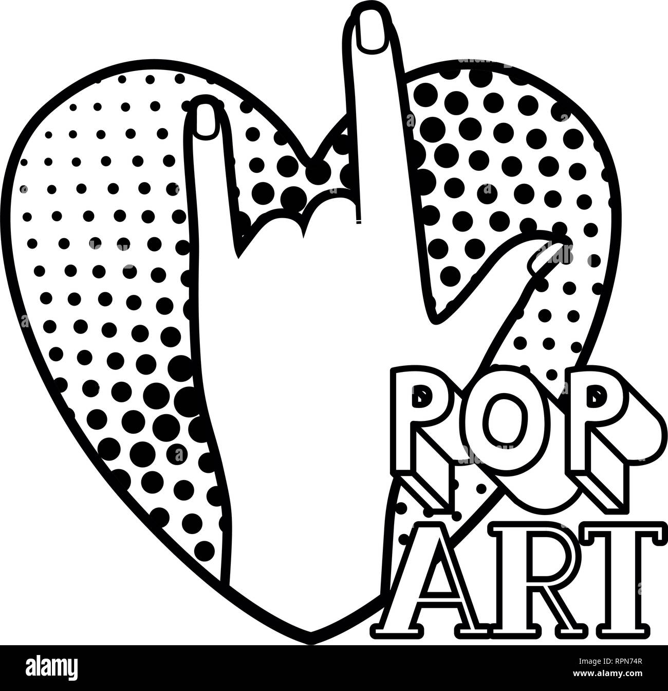 Rock hand sign cartoon Black and White Stock Photos & Images - Alamy