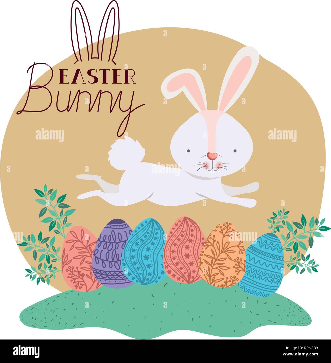 easter bunny label with egg isolated icon Stock Vector Image & Art - Alamy