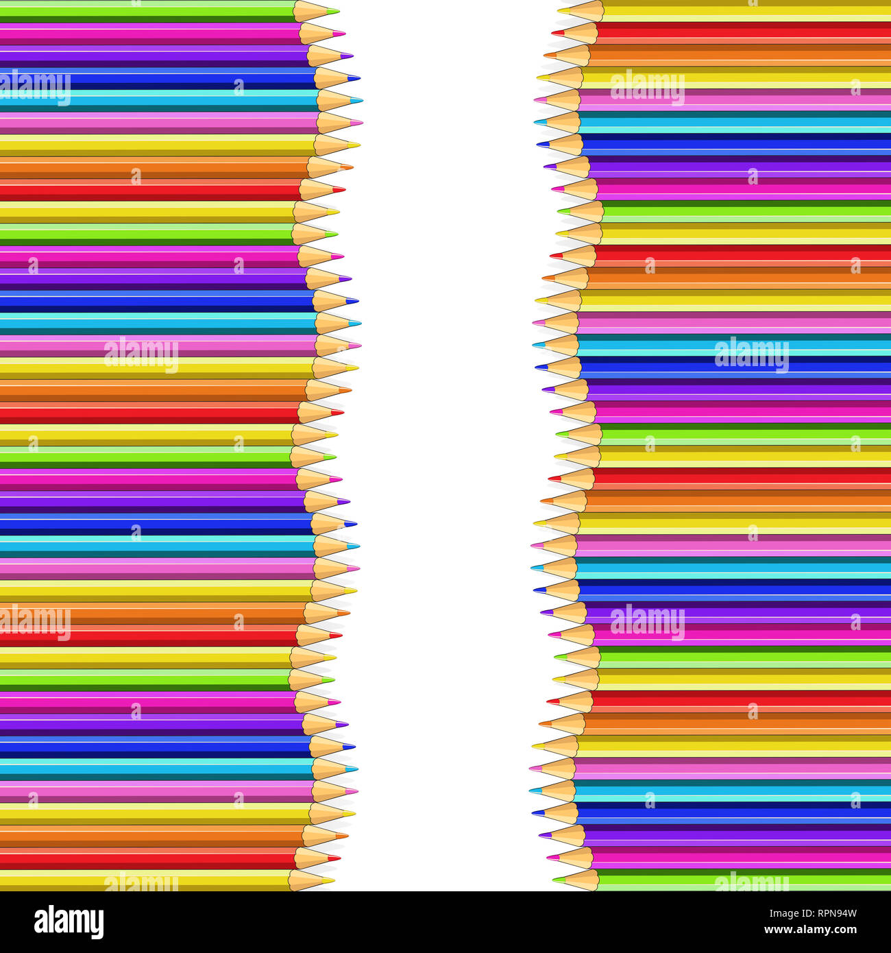 Square Border Frame Made of Multi Colored Wood Pencils Isolated on ...