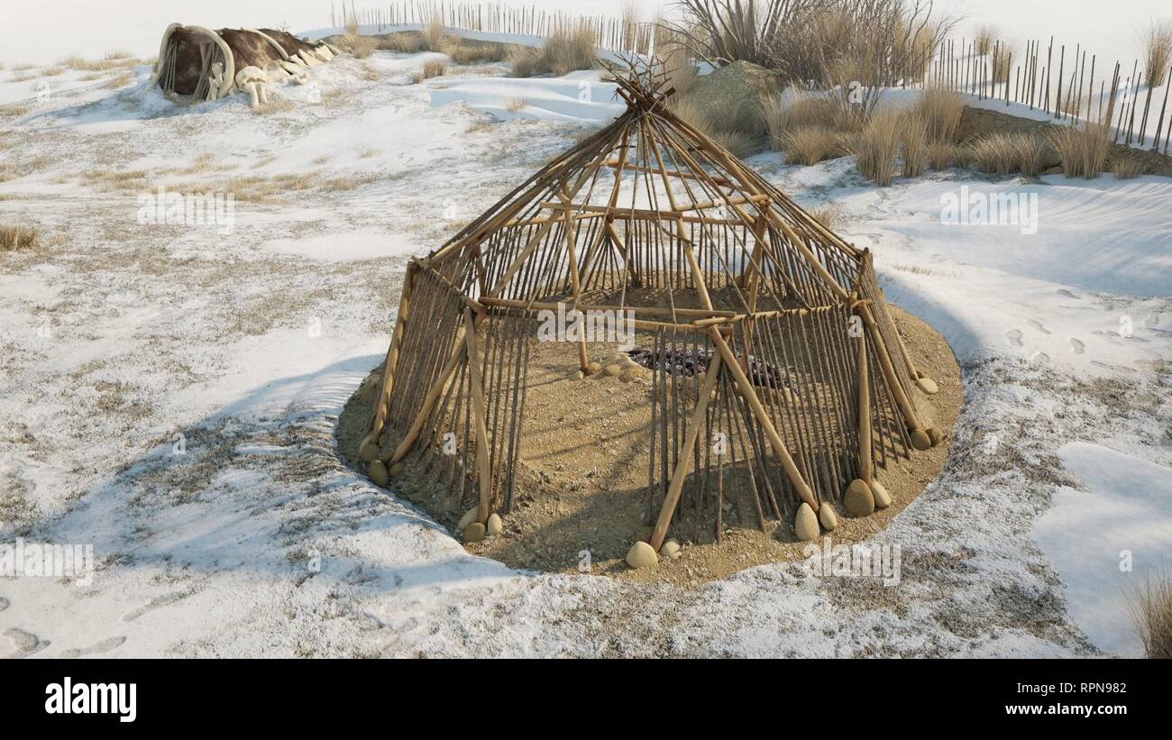 Dolni Vestonice, Moravia (current Czech Republic), ideal reconstruction ...