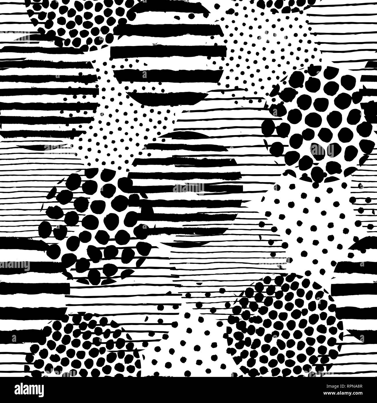 Irregular dots brush strokes pattern. Seamless hand drawn painted lines ...