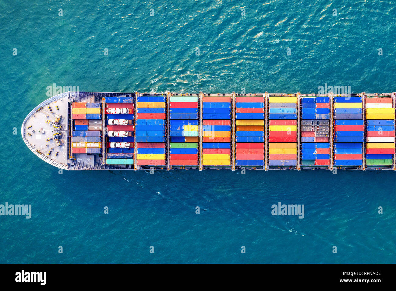 Aerial view of container cargo ship in sea Stock Photo - Alamy