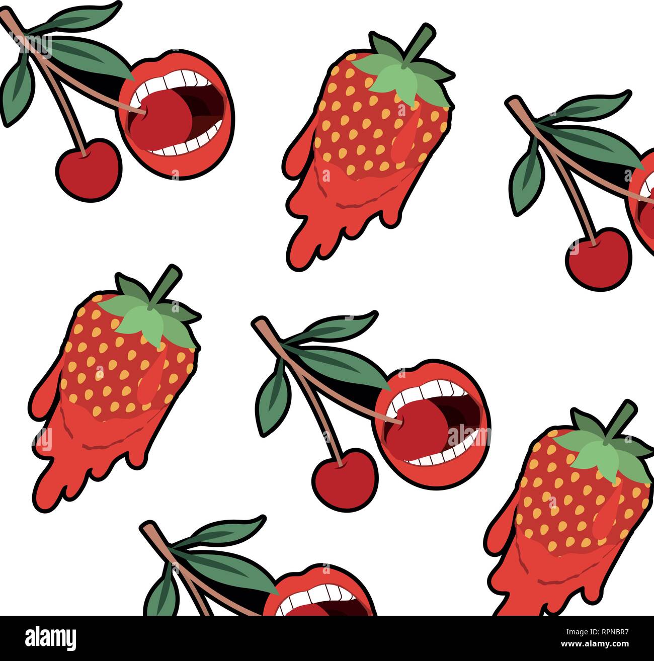 pattern cherry and strawberry with dripping Stock Vector Image & Art ...