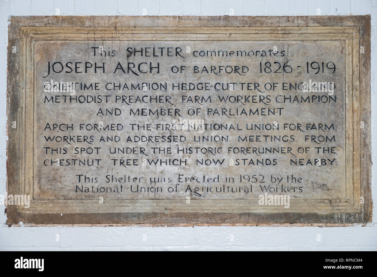 Joseph Arch memorial plaque located in a bus shelter near the spot ...