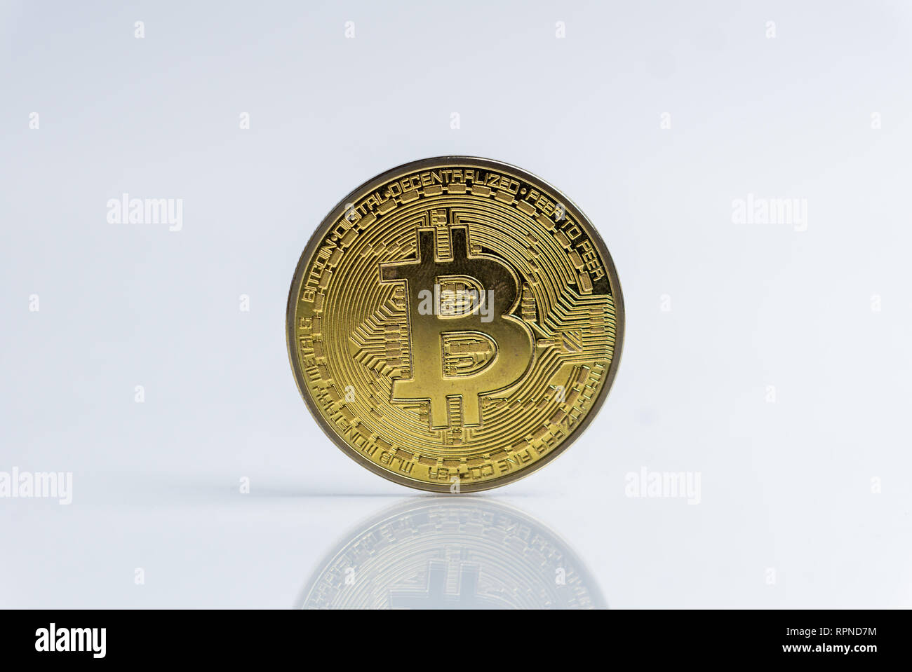 Bitcoin. Crypto currency Gold Bitcoin, BTC, Bit Coin. Macro shot of ...