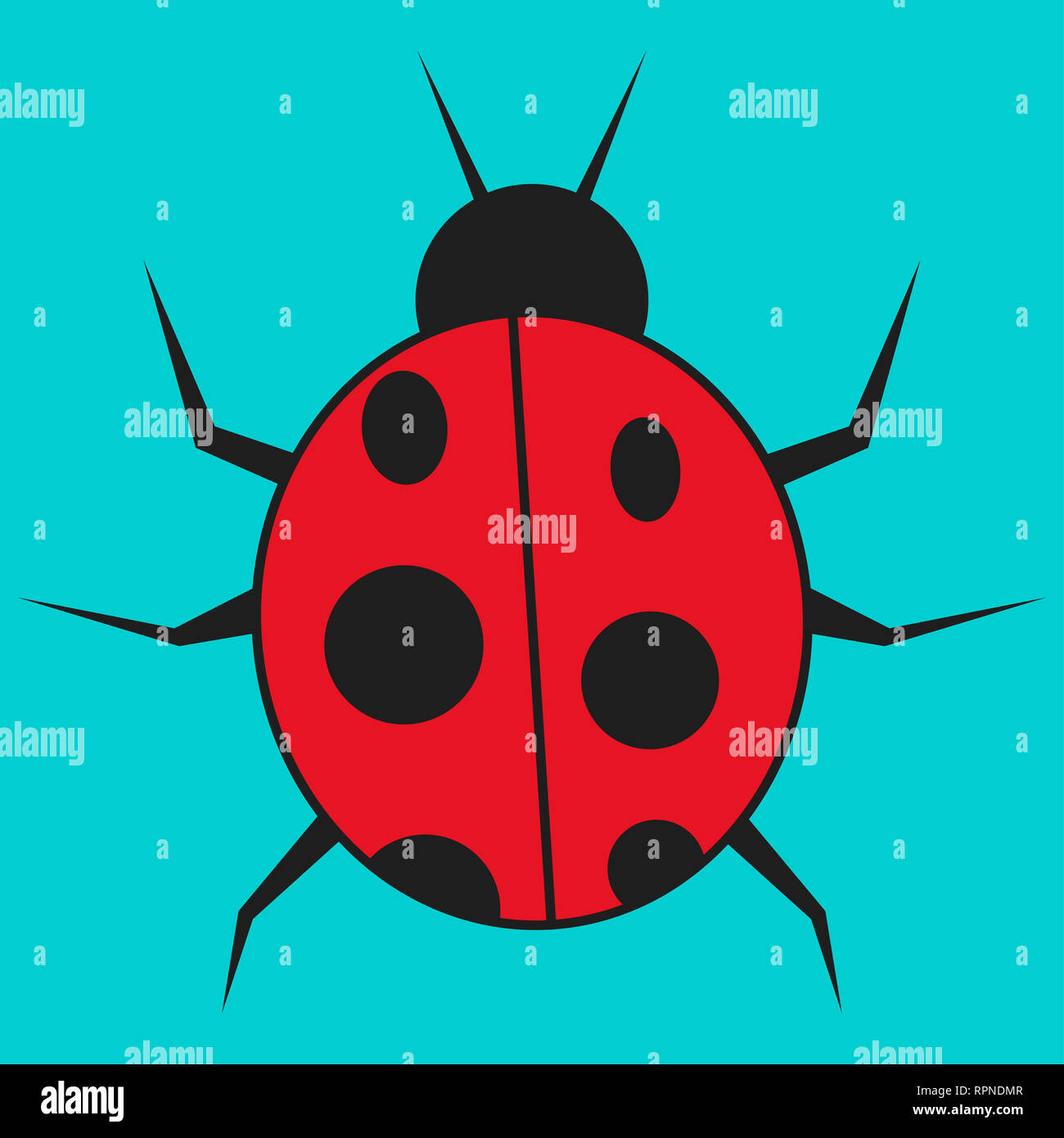 Ladybug in cartoon style. On color background, illustration Stock Photo ...