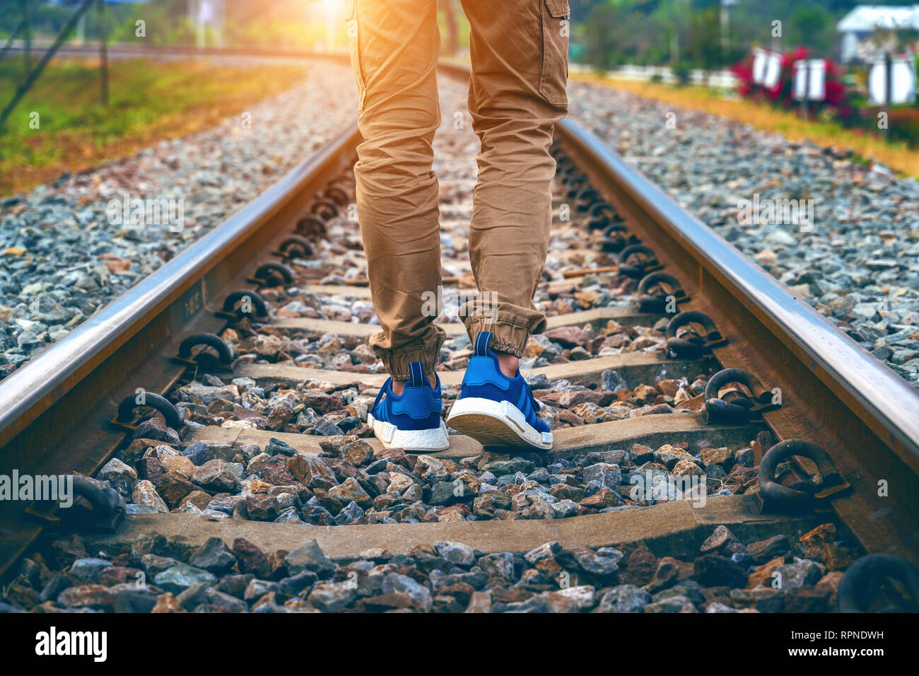 Alone Boy In Railway Track