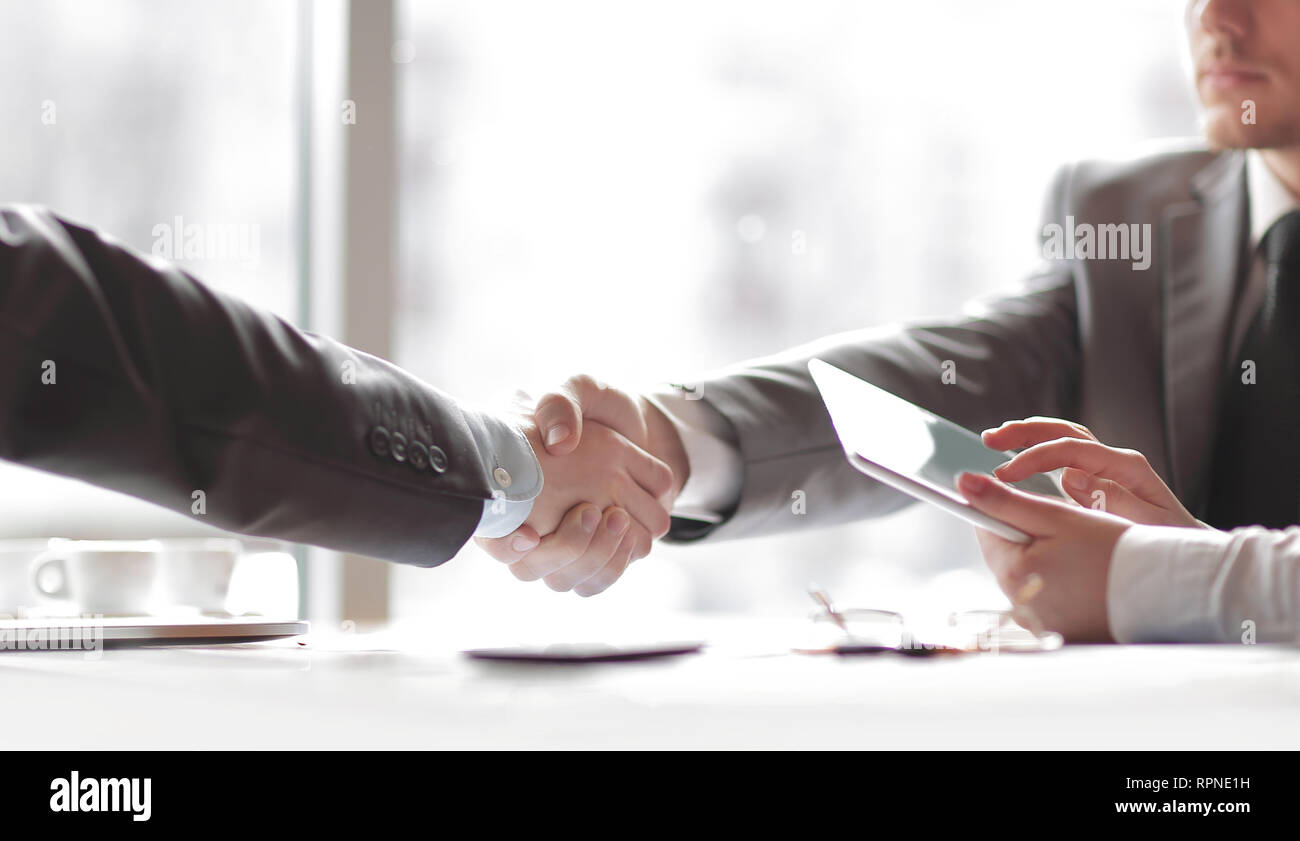 close up.welcome handshake business partners. business concept Stock ...