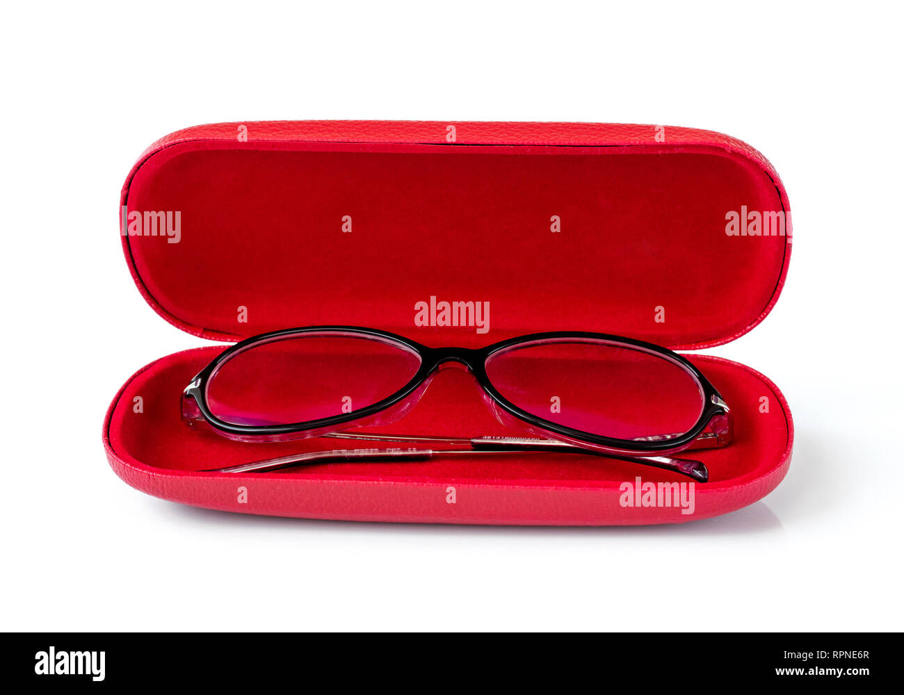 Glasses in red case on a white background Stock Photo - Alamy