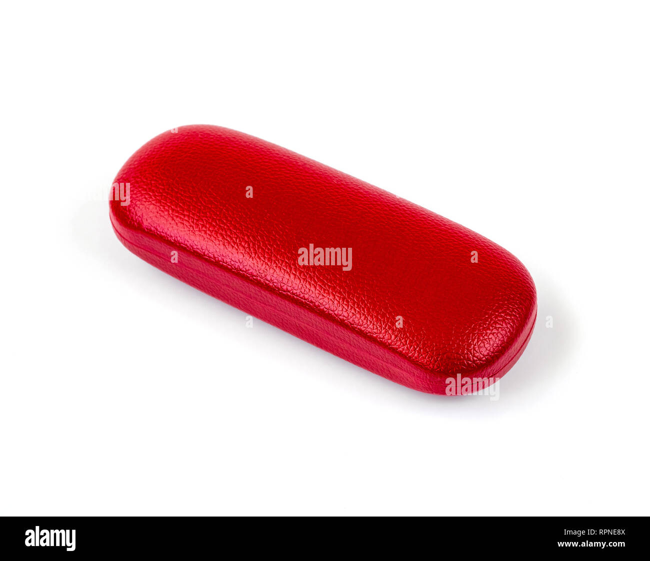 Closed red glasses case on white background Stock Photo - Alamy