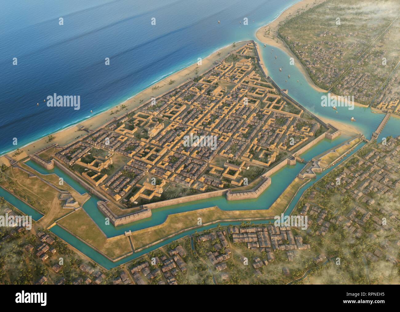 Manila, Philippines, S. XVII EC. Ideal reconstruction of the city of ...