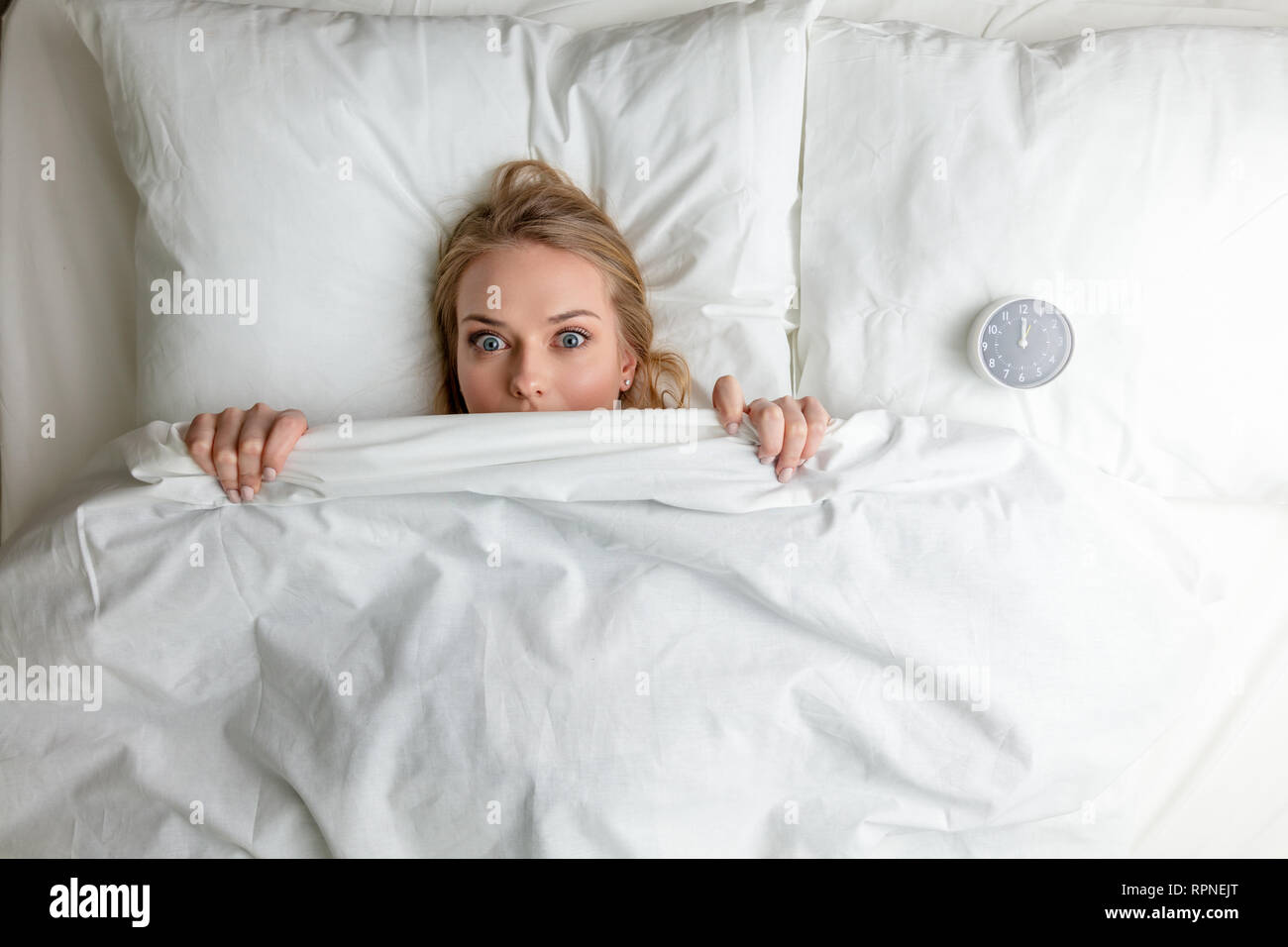 emotional girl has been late for work, top view photo, lateness,copy ...