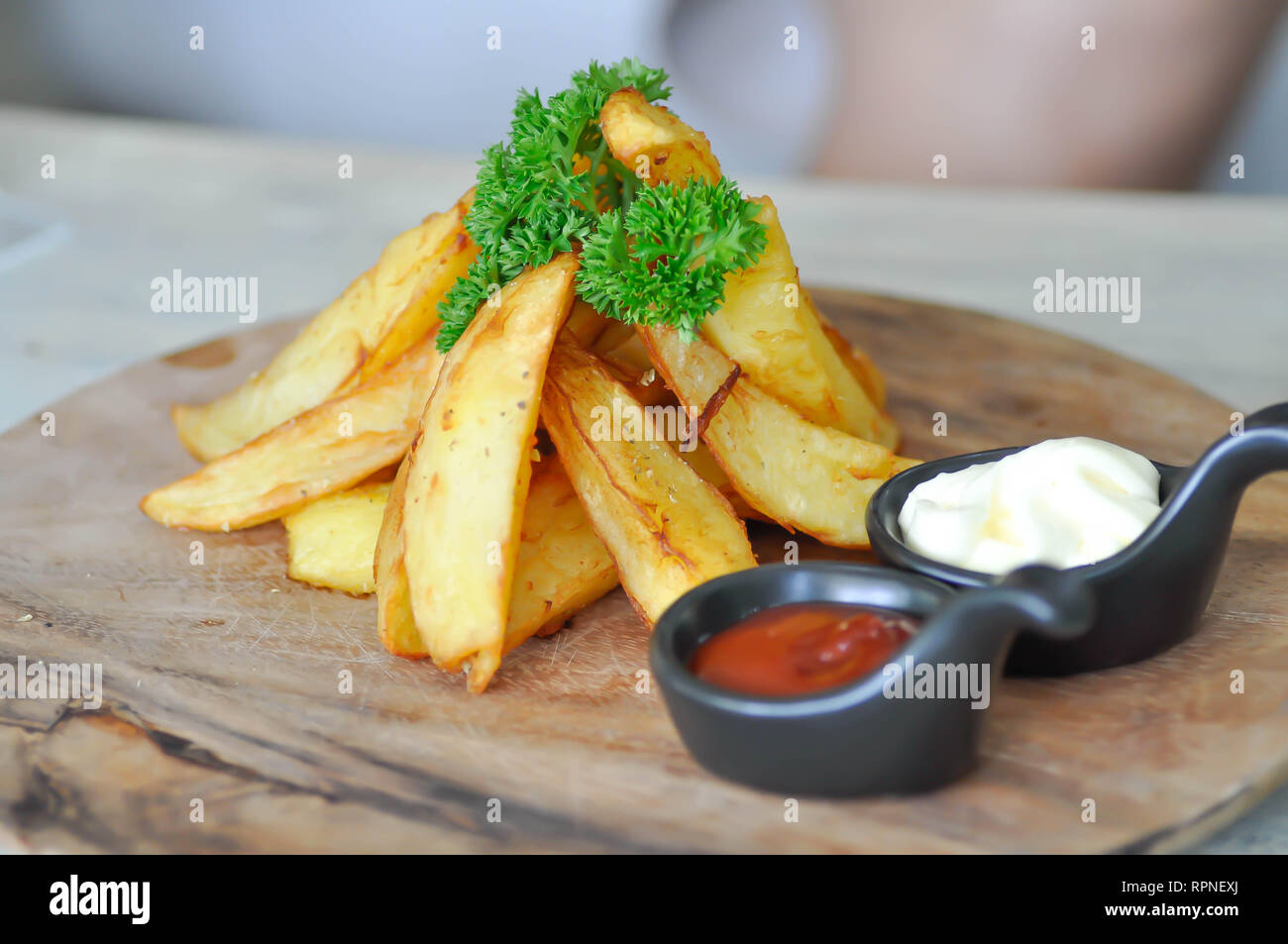 fried potato or French fries with dip Stock Photo - Alamy