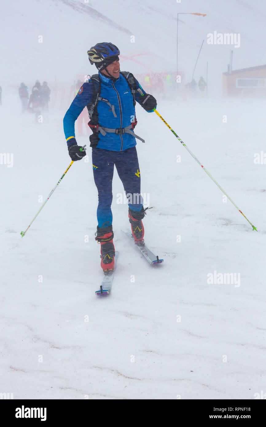ALMATY KAZAKHSTAN - FEBRUARY 03 2019: An unidentified man runs on ...