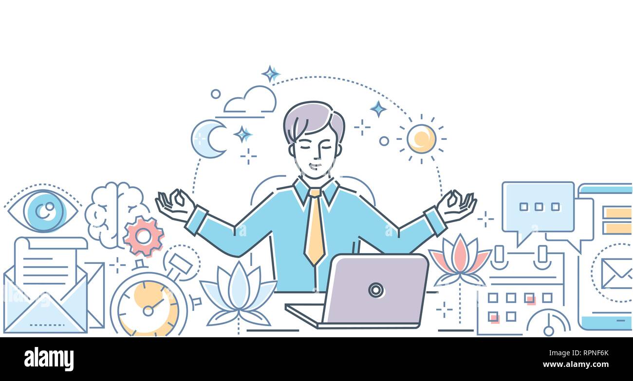 Mindfulness modern line design Stock Vector Images - Alamy