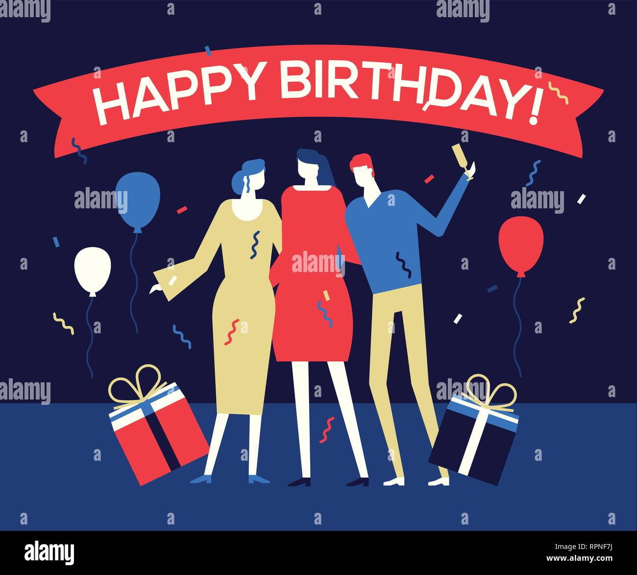 Happy birthday party - flat design style illustration Stock Vector ...