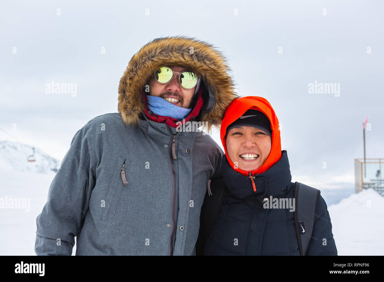 ALMATY KAZAKHSTAN - FEBRUARY 03 2019: portrait of an unknown couple in ...