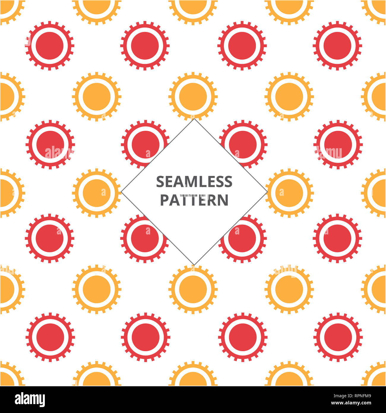 vector illustration seamless pattern gear red and orange color Stock ...