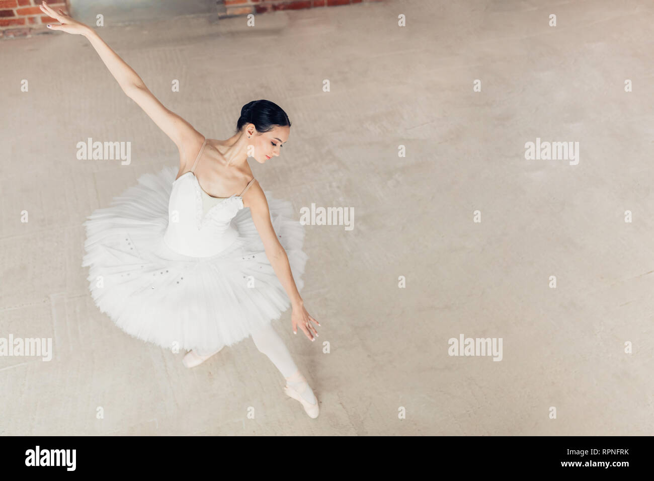 graceful movements in ballet. copy space, top angle view, romantic ...