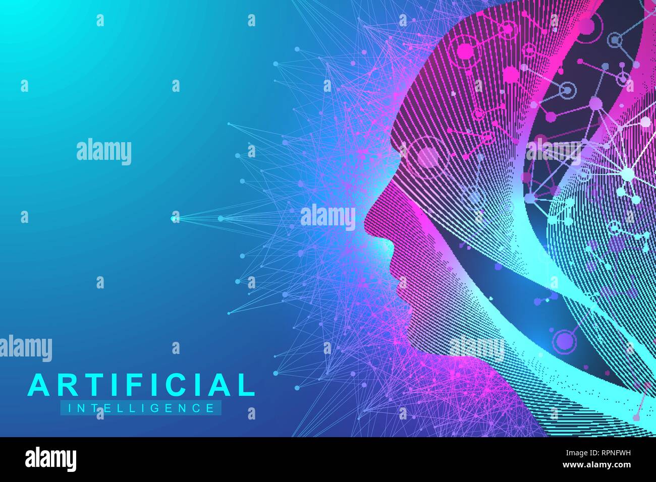 Futuristic Artificial Intelligence and Machine Learning Concept.. Human ...