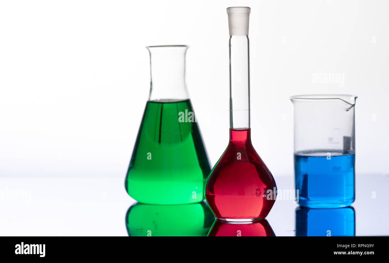 flasks and test tubes in a chemistry laboratory Stock Photo - Alamy