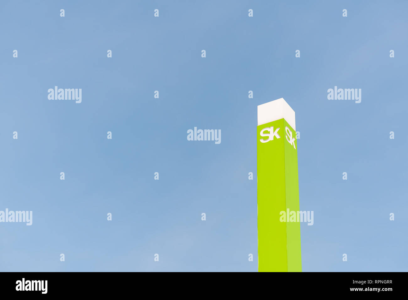 SKOLKOVO, MOSCOW, RUSSIA - February 8, 2019: Logo of Moscow School of ...