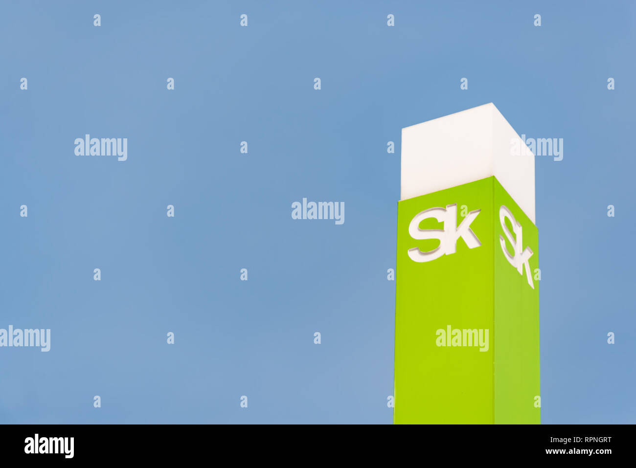 SKOLKOVO, MOSCOW, RUSSIA - February 8, 2019: Logo of Moscow School of ...