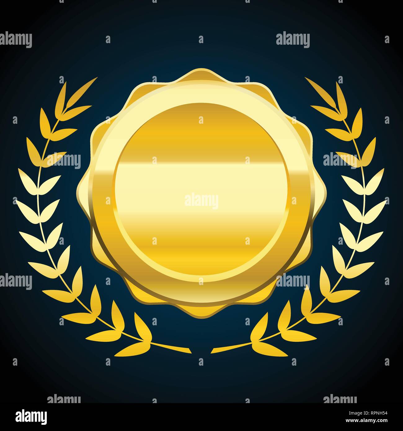 Blank gold token, vector illustration of award with laurel wreath Stock ...